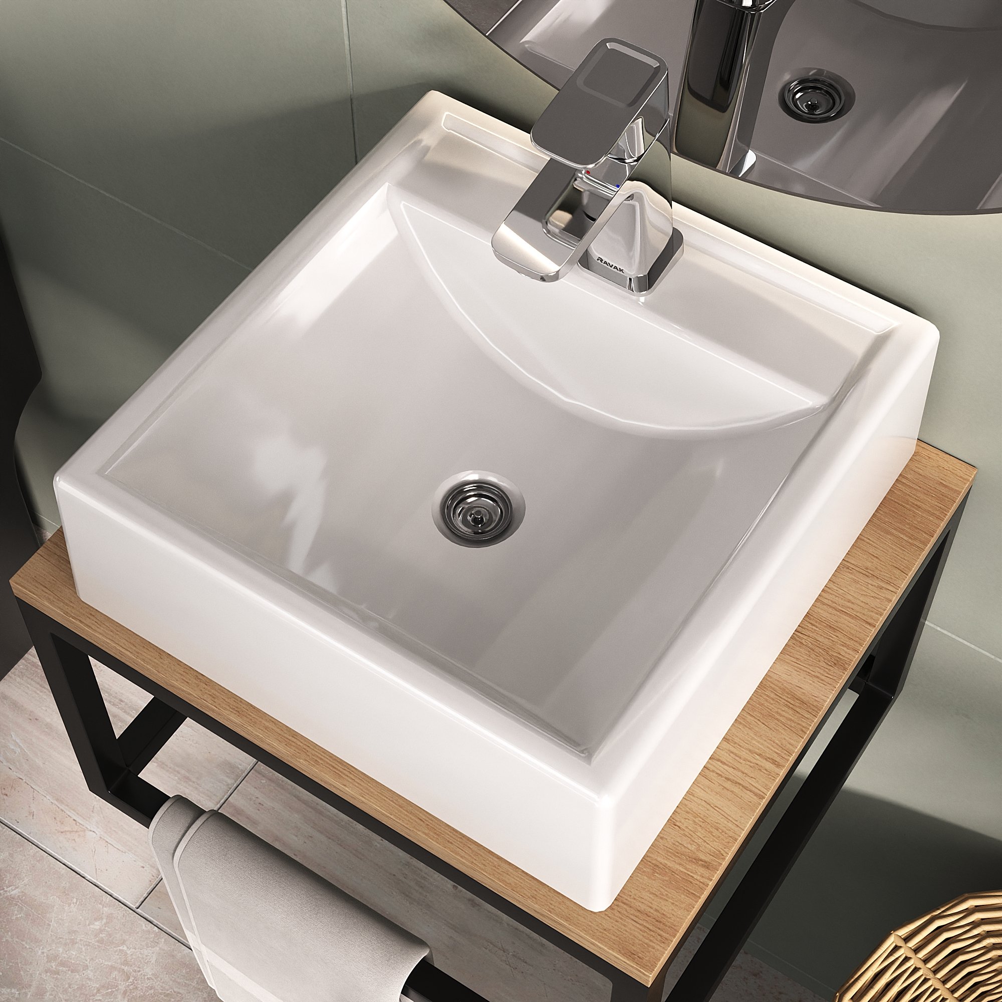 Conjunto Gabinete Banheiro Industrial Mini 42CM Ferragem Preta ...